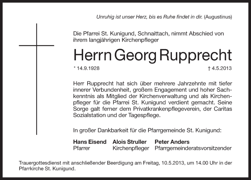 Traueranzeigen von Georg Rupprecht | Gemeinsamtrauern.com | N-land