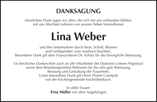 Traueranzeigen von Lina Weber | Gemeinsamtrauern.com | N-land
