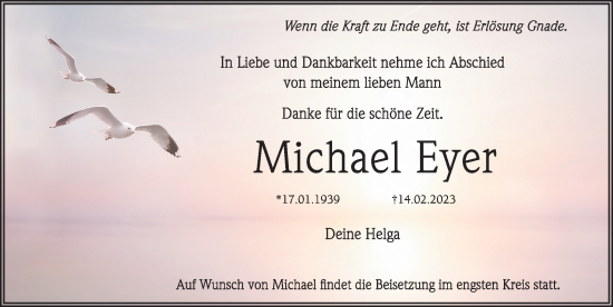 Traueranzeigen von Michael Eyer | Gemeinsamtrauern.com | N-land
